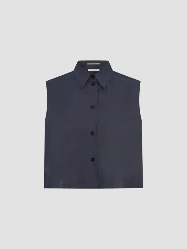 Another Tomorrow Cropped Sleeveless Shirt - Midnight
