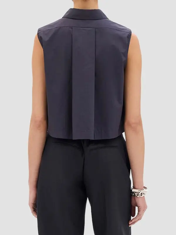 Another Tomorrow Cropped Sleeveless Shirt - Midnight