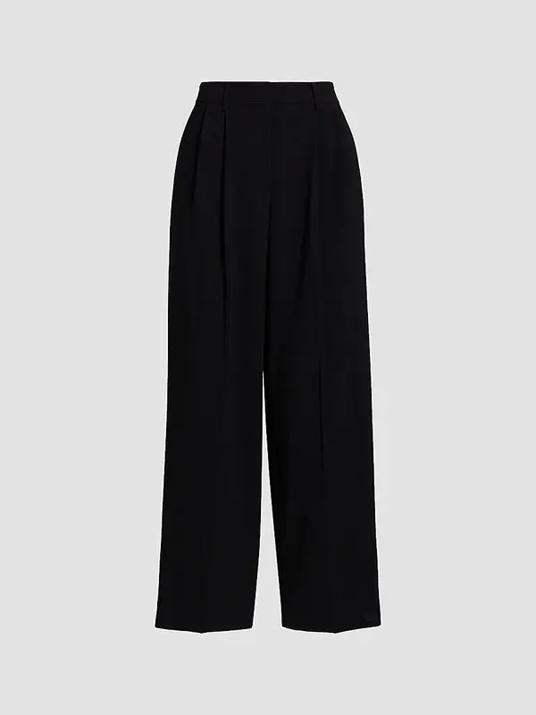 Michael Kors Pleated Wide-leg Pants - Black