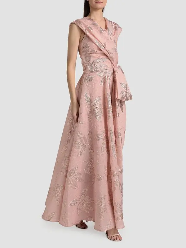 Talbot Runhof Metallic Jacquard Gown