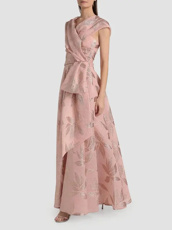 Talbot Runhof Metallic Jacquard Gown