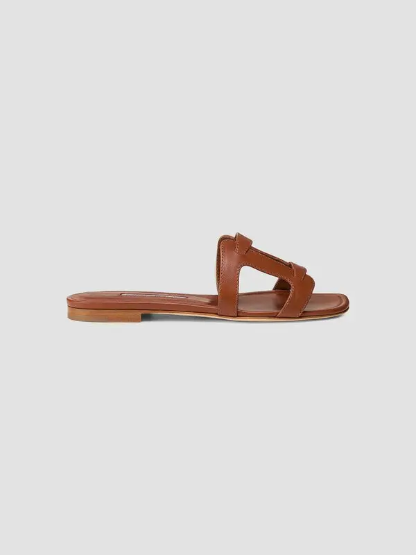 Manolo Blahnik Grellanuflat Leather Sandals