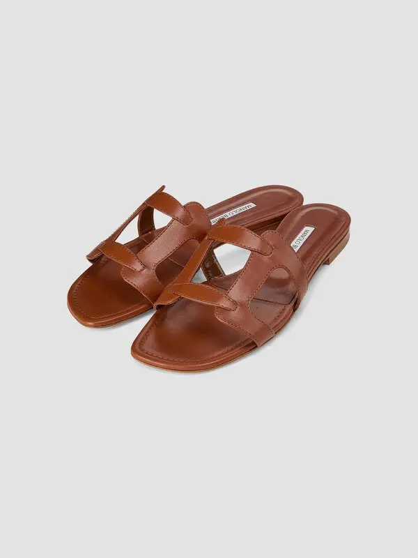 Manolo Blahnik Grellanuflat Leather Sandals