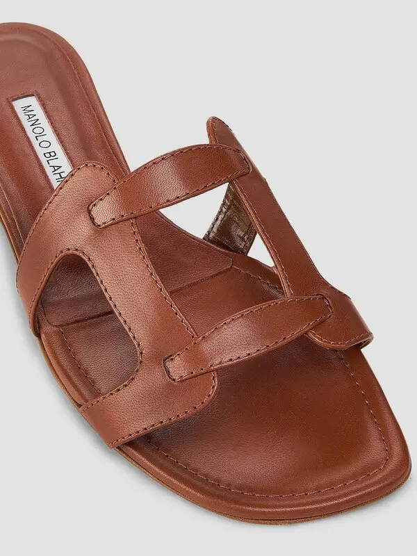 Manolo Blahnik Grellanuflat Leather Sandals