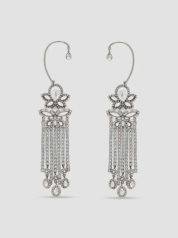 Alexander McQueen Chandelier Silvertone & Crystal Drop Earrings