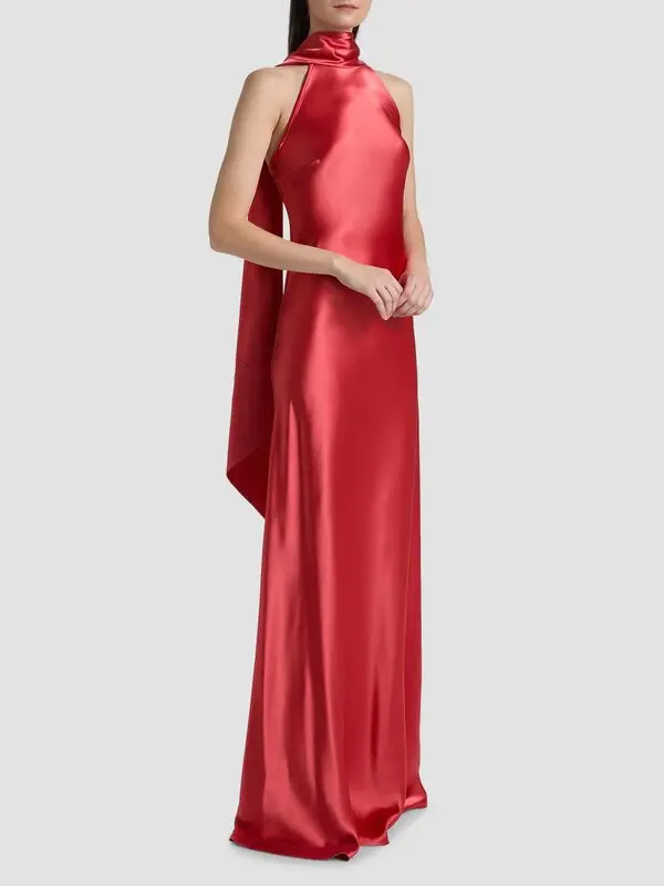 Talbot Runhof Paneled Satin Gown