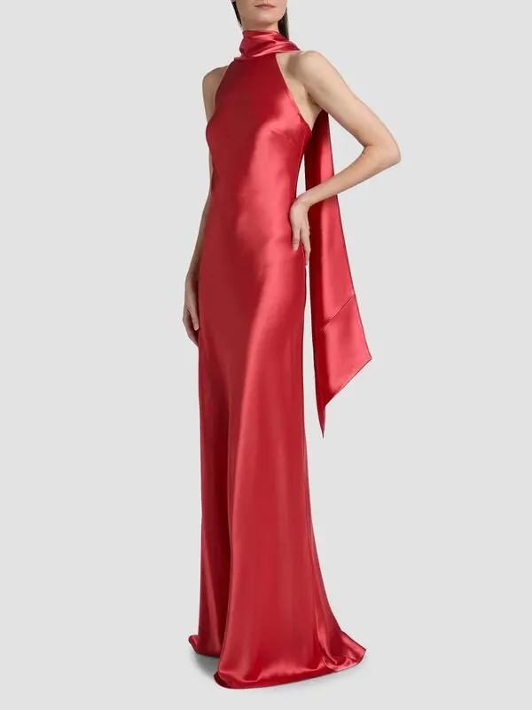 Talbot Runhof Paneled Satin Gown