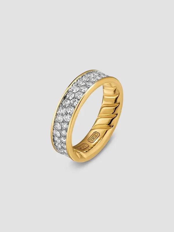 David Yurman Streamline Band Ring In 18k Yellow Gold - Diamond