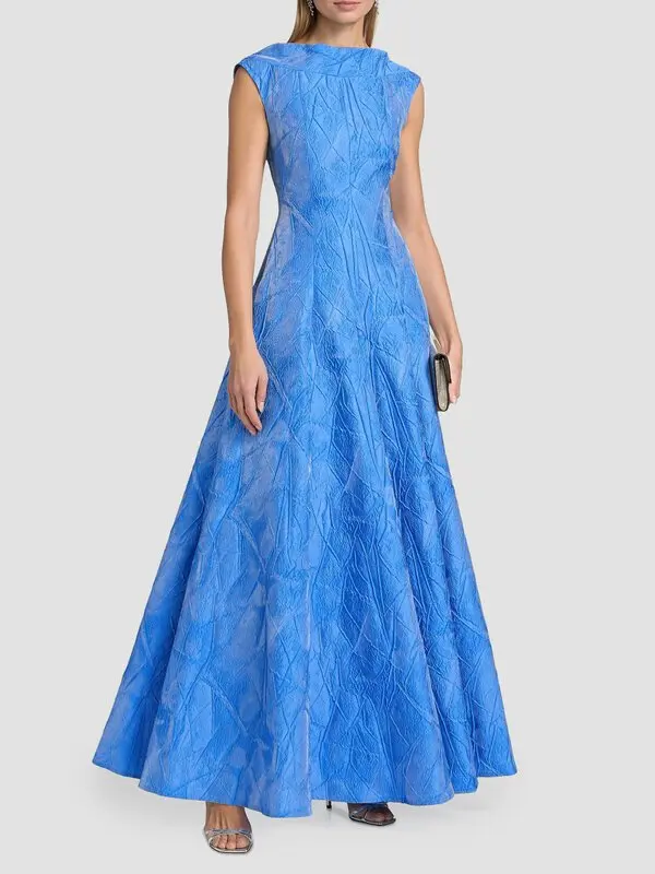 Talbot Runhof Mikado Jacquard Slim Fit & Flare Gown
