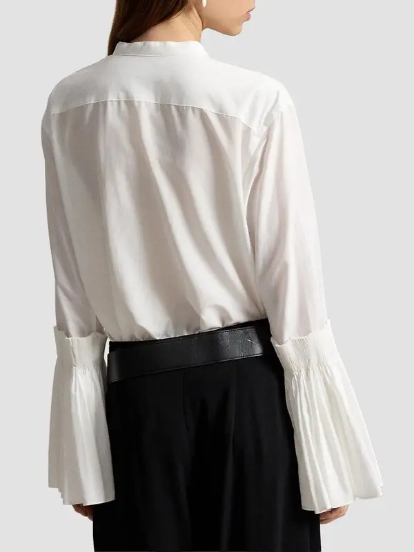 Polo Ralph Lauren Pleated Bell-sleeve Cotton-silk Shirt