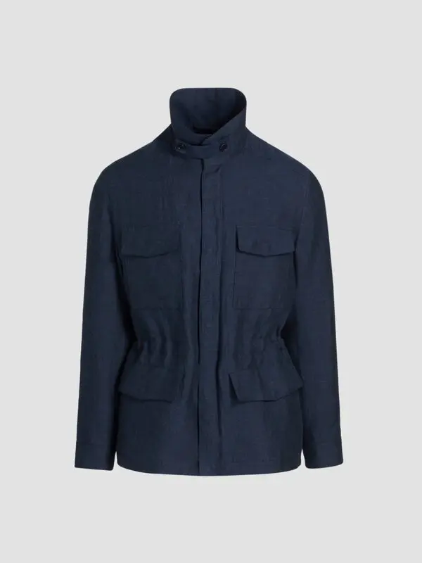 SAKS FIFTH AVENUE Linen Field Jacket - Navy