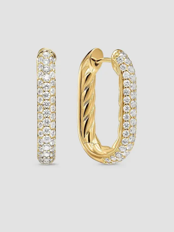 David Yurman Madison Smooth Hoop Earrings In 18k Yellow Gold With Diamonds, 24.3mm - Diamond
