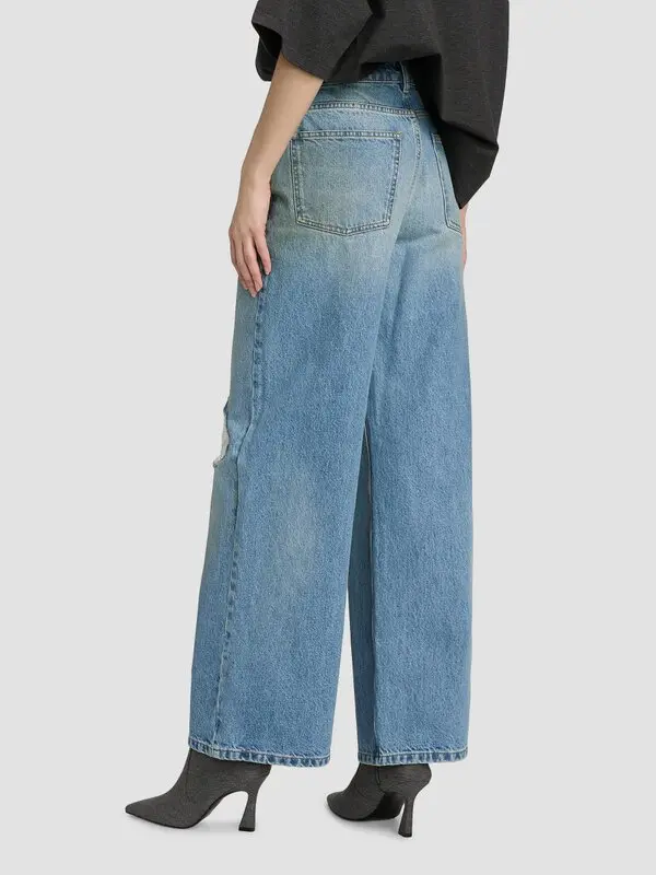 AREA Embellished Fray Relaxed Jeans