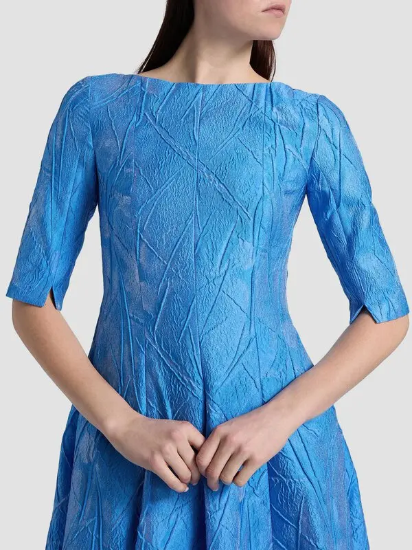 Talbot Runhof Brocade Boatneck Tea-length Dress