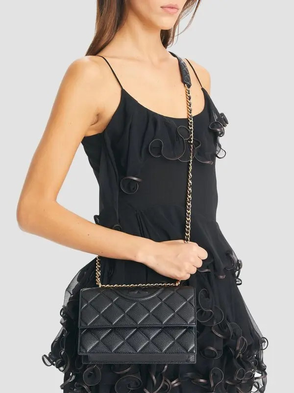 Tory Burch Small Fleming Polished Grain Leather Shoulder Bag