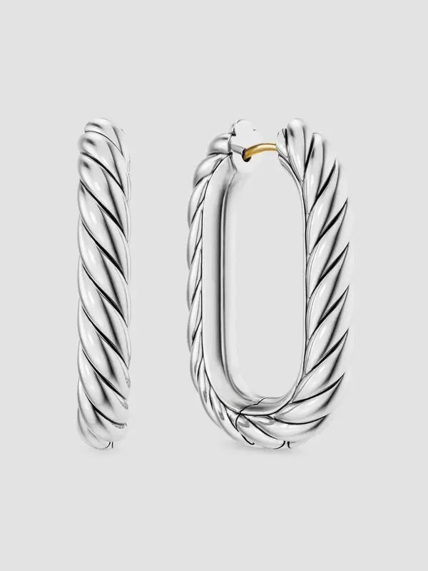 David Yurman Dy Madison Cable Hoop Earrings In Sterling 29.3mm - Silver