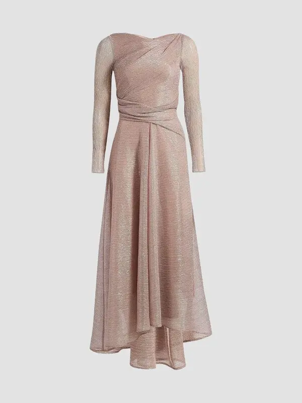 Talbot Runhof Metallic Voile Boatneck Gown