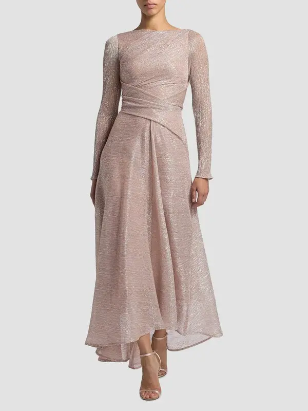 Talbot Runhof Metallic Voile Boatneck Gown