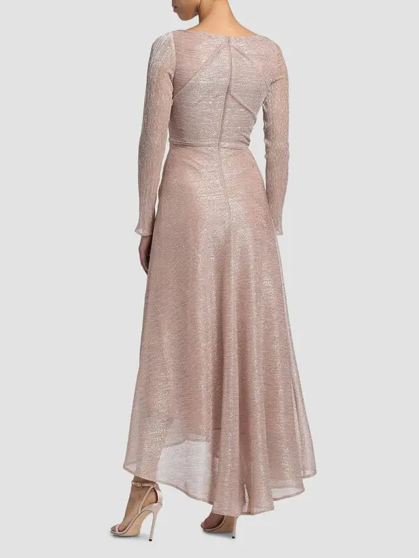 Talbot Runhof Metallic Voile Boatneck Gown