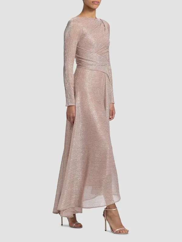 Talbot Runhof Metallic Voile Boatneck Gown