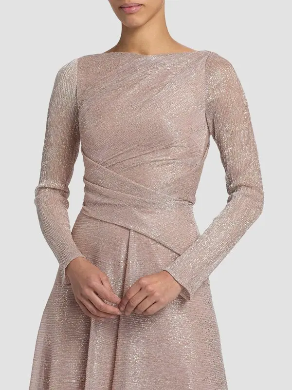 Talbot Runhof Metallic Voile Boatneck Gown