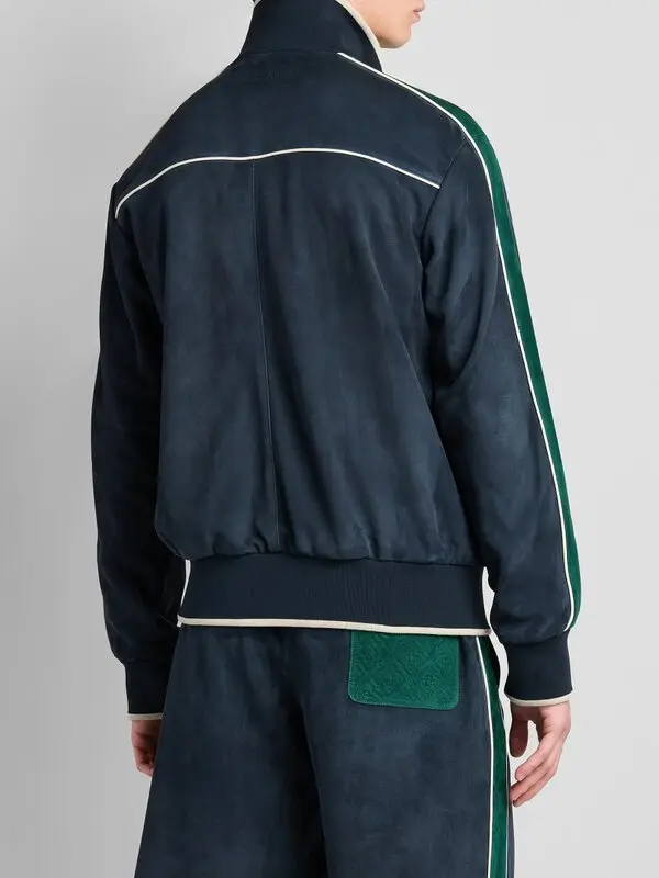 Casablanca Striped Suede Track Jacket - Navy