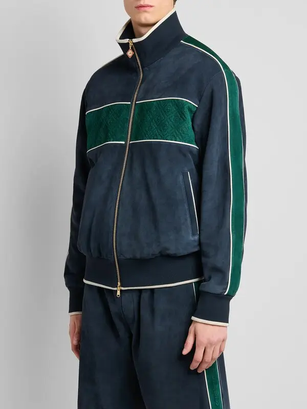 Casablanca Striped Suede Track Jacket - Navy