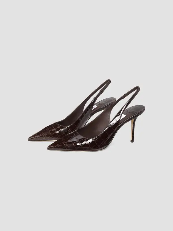 JIMMY CHOO Love 85mm Croc-embossed Leather Slingback Pumps