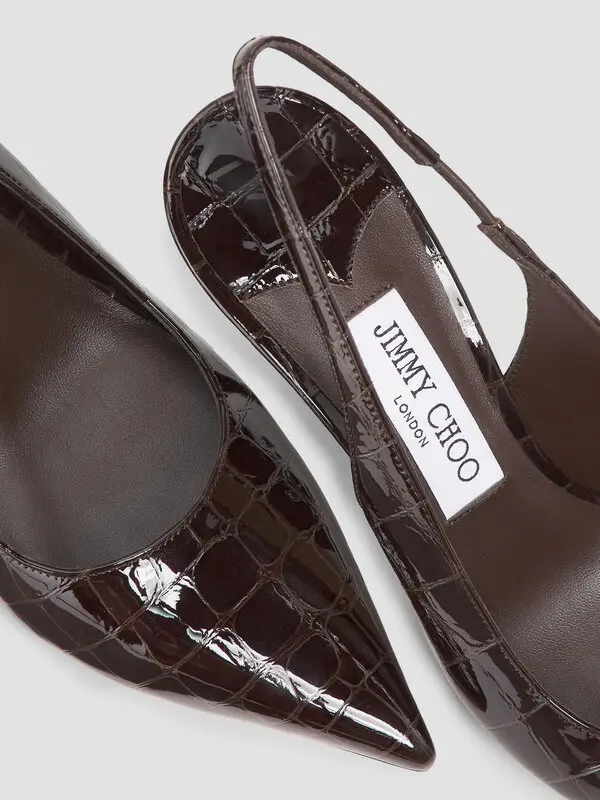 JIMMY CHOO Love 85mm Croc-embossed Leather Slingback Pumps