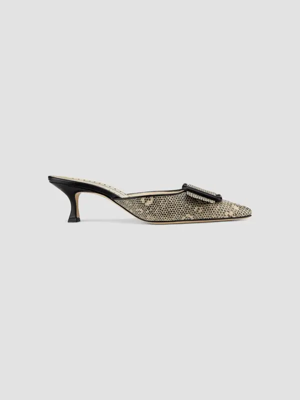 Manolo Blahnik Maysalebi Snake-embossed Leather Mules