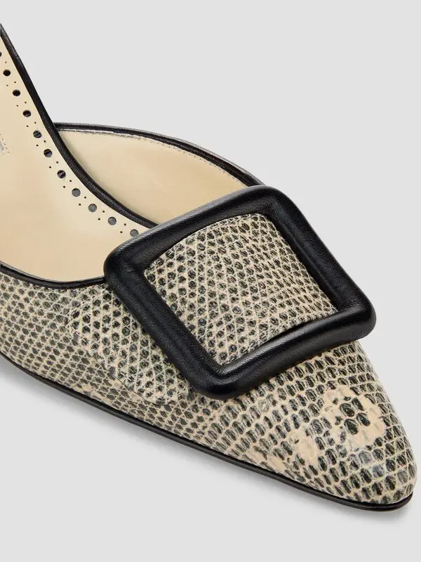Manolo Blahnik Maysalebi Snake-embossed Leather Mules