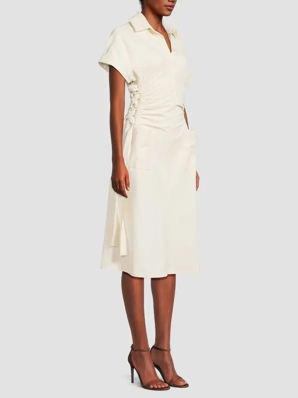 UNDRA CELESTE Loki Lace-up Polo Midi-dress