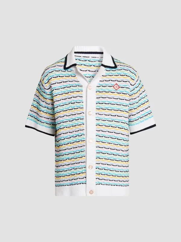 Casablanca Tuck-stitch Cotton Knit Short-sleeve Shirt - Multi