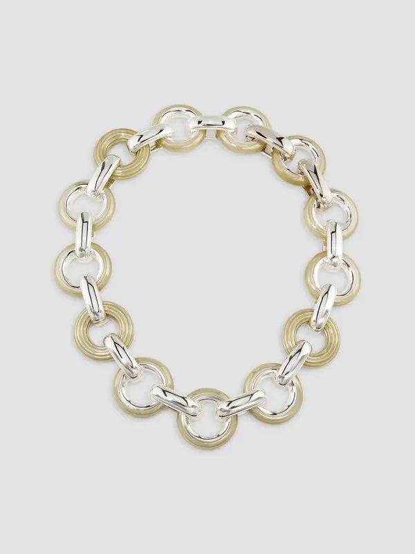 Tory Burch Donut Silvertone & Enamel Chain Necklace