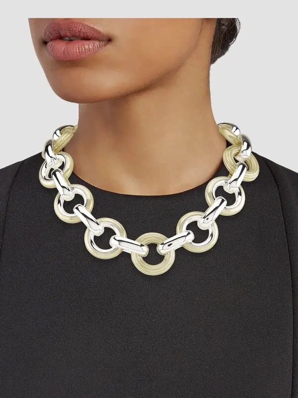 Tory Burch Donut Silvertone & Enamel Chain Necklace