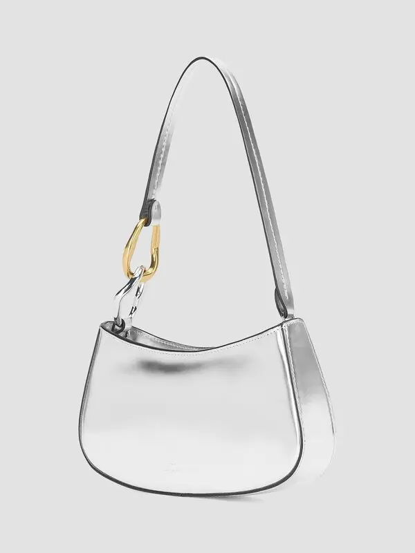 Staud Ollie Metallic Leather Shoulder Bag - Chrome