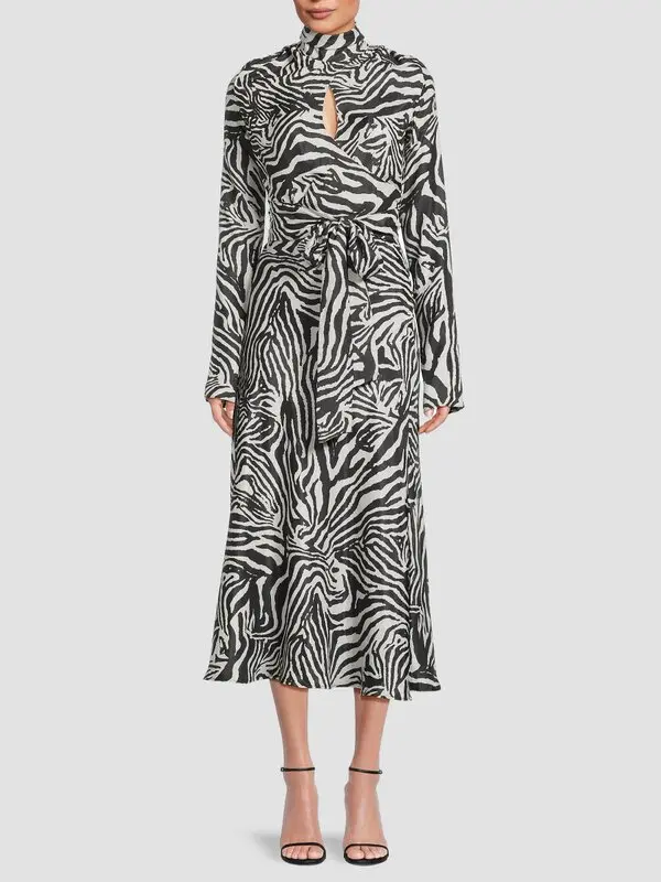 UNDRA CELESTE Joi -print Tie-waist Midi-dress