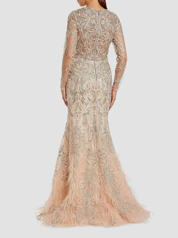 Mac Duggal Evening Embroidered Illusion Gown