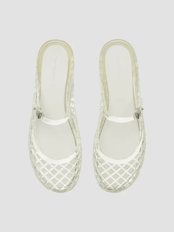 Tory Burch Mellow Jelly Mary Jane Flats - Clear Silver