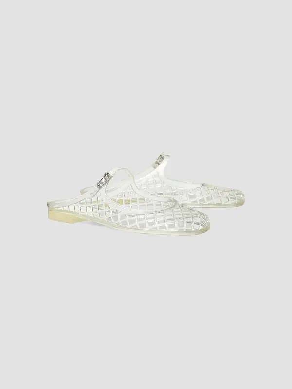 Tory Burch Mellow Jelly Mary Jane Flats - Clear Silver