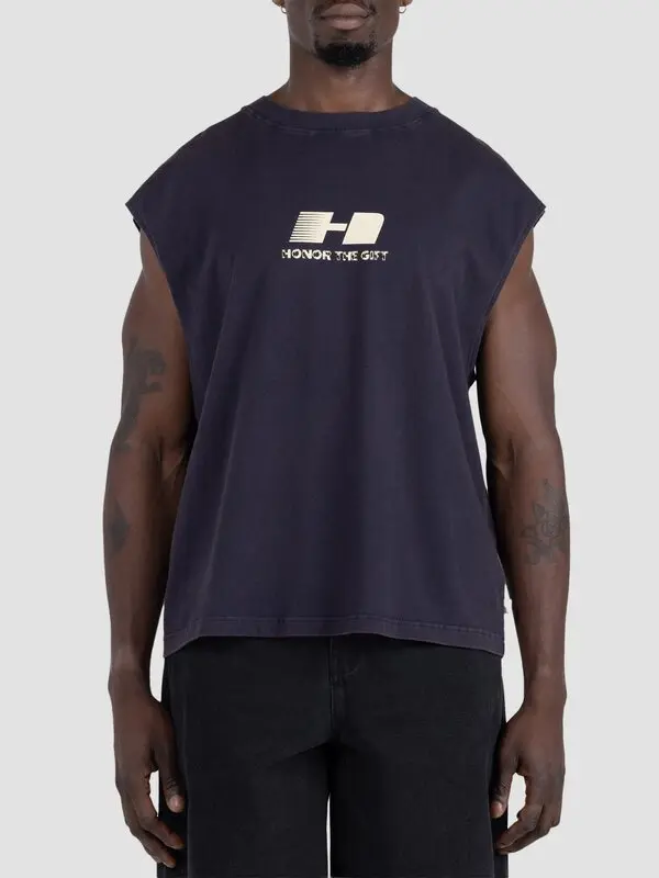 HONOR THE GIFT The Frequency Cotton Jersey Tank - Navy