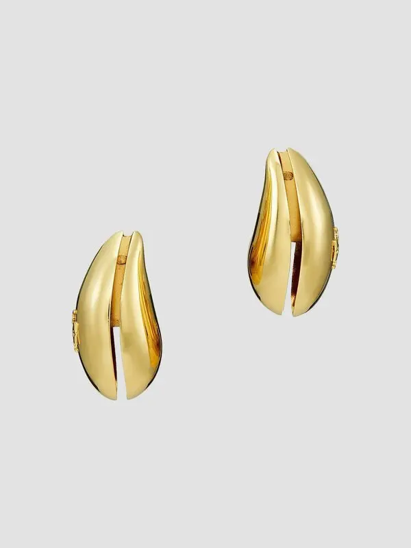 Tory Burch Wave Goldtone Or Silvertone Clip-on Earrings - Light Brass