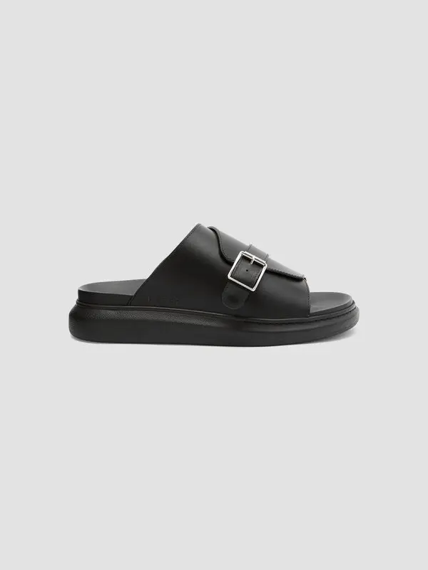 Alexander McQueen Hybrid Buckle Rubber Slide Sandals - Black