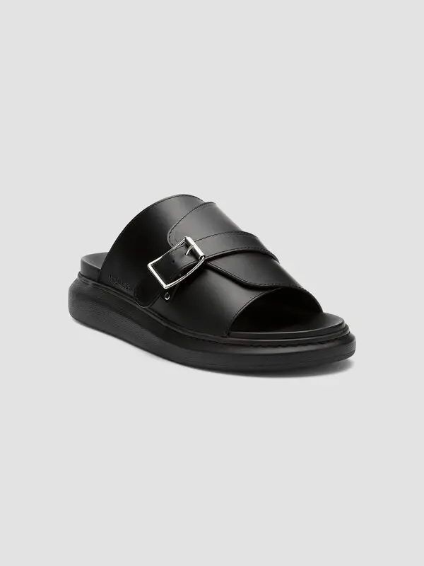 Alexander McQueen Hybrid Buckle Rubber Slide Sandals - Black