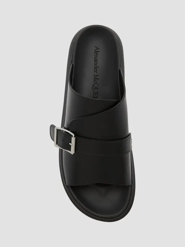 Alexander McQueen Hybrid Buckle Rubber Slide Sandals - Black