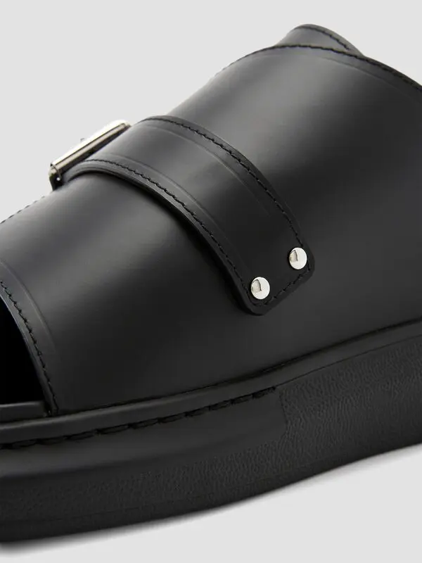 Alexander McQueen Hybrid Buckle Rubber Slide Sandals - Black