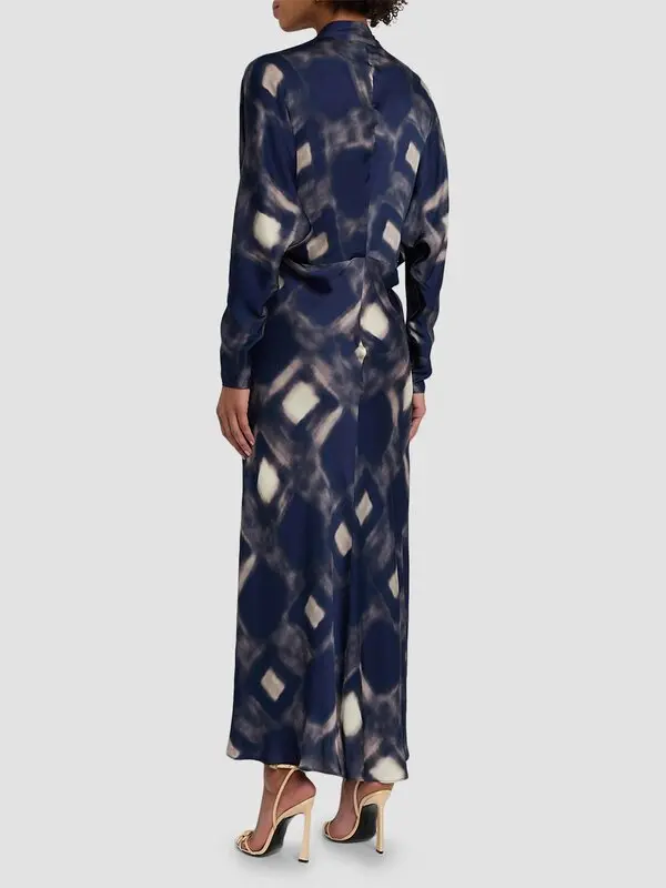 JBQ Celine Geometric Tie-front Maxi Dress - Blue