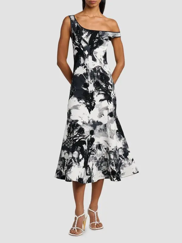 Alexander McQueen London Flowers Jacquard Midi-dress