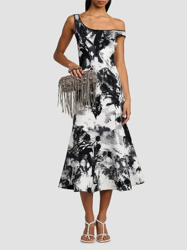 Alexander McQueen London Flowers Jacquard Midi-dress
