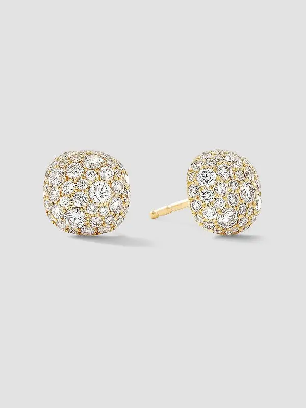 David Yurman Cushion Stud Earrings In 18k Yellow Gold